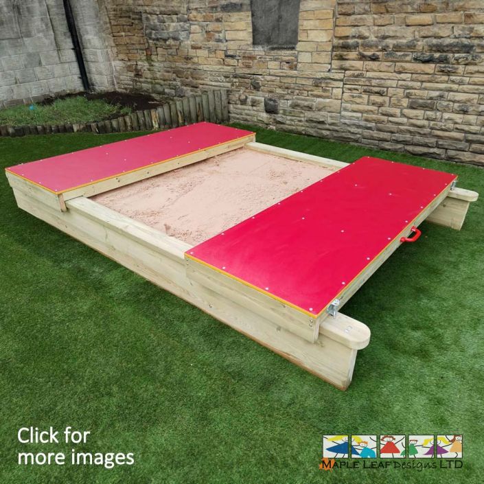 Lockable Sandpit with HDPE Rolling Lids by Maple Leaf Designs. The One ...