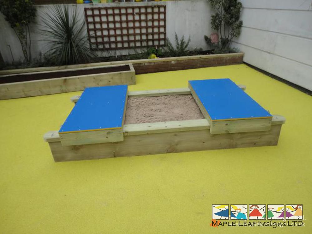 Mini Sandpit with HDPE Rolling Lids by Maple Leaf Designs. The One-Stop ...